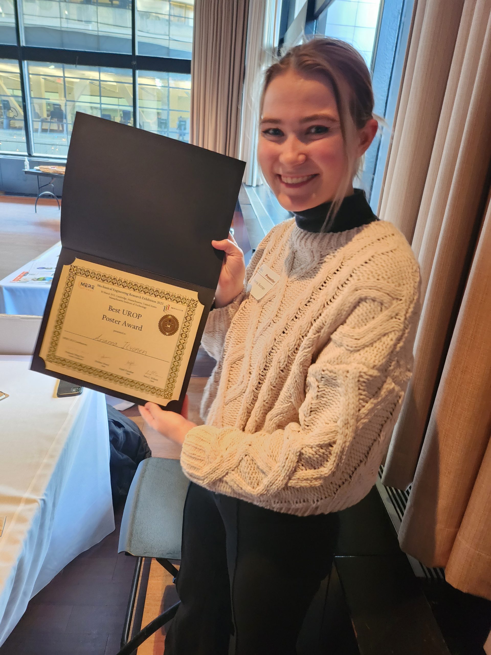 MIT Sea Grant UROP Arianna Ilvonen wins Best UROP Poster Award - MIT Sea Grant